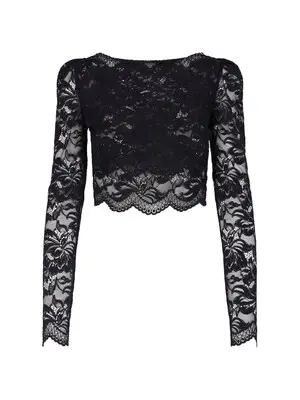 Rabanne Cropped Lace Top - Black