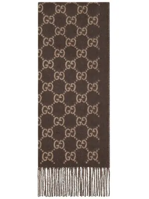 Gucci Gg Cashmere Scarf - Brown