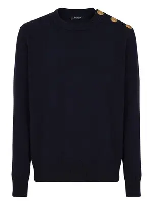 BALMAIN PARIS Classic Crew Neck Sweater - Blue