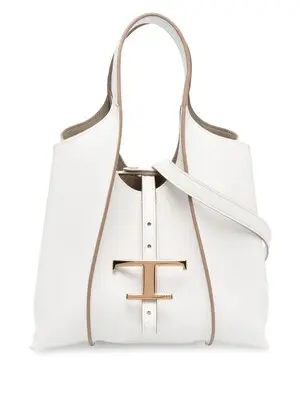 TOD`S Mini Leather T Timeless Shopping Bag - Beige