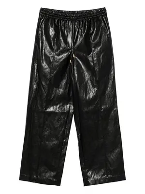Michael Kors Faux Leather Wide Leg Pants - Black