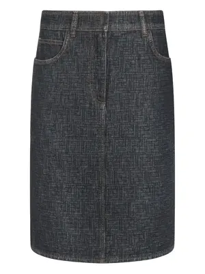 Fendi Dark Ff Denim Skirt - Blue