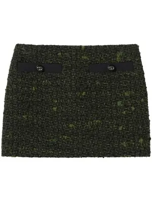 Gucci Bouclé Wool Skirt - Green