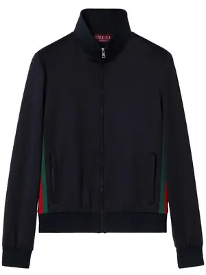 Gucci Technical Jersey Jacket With Zip And Web Tape
