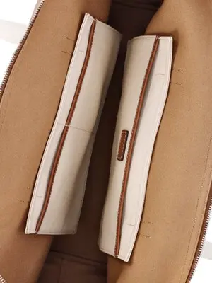 Polo Ralph Lauren Cotton Blend Tote Bag With Leather Trim - White