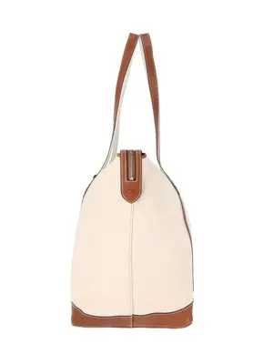 Polo Ralph Lauren Cotton Blend Tote Bag With Leather Trim - White