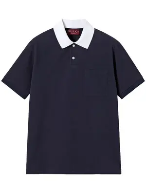 Gucci Stretch Cotton Piqué Polo - Blue