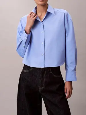 Calvin Klein Crisp Poplin Oversized Cropped - Blue