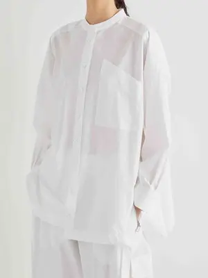 MEIMEIJ Oversized Band Collar Shirt With Pocket