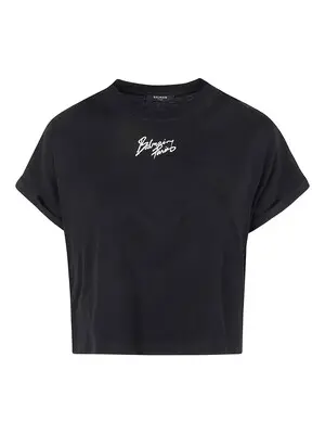 BALMAIN PARIS Cropped Ss T-shirt - Black