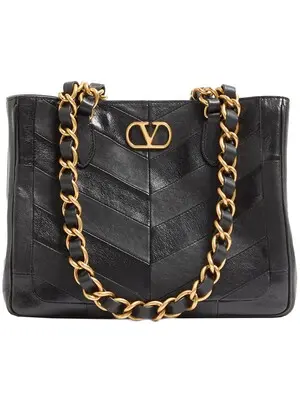 Valentino Garavani Small Tote Laseine - Black