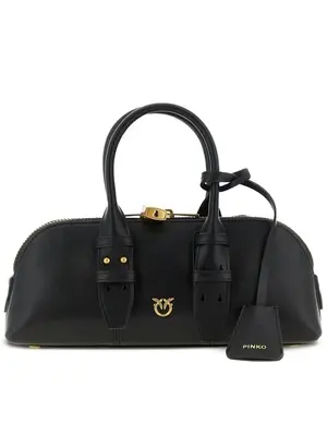 Pinko Horizontal Bowling Bag With Antique Gold Details - Black