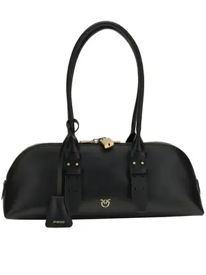 Pinko Horizontal Bowling Bag With Antique Gold Details - Black