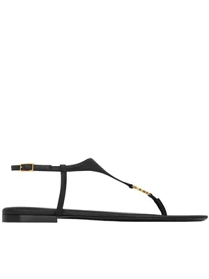 Saint Laurent Cassandra 05 Flat Sandals - Black