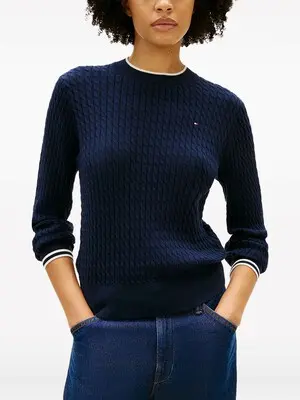 Tommy Hilfiger Co Cable Fine Ls Sweater - Blue