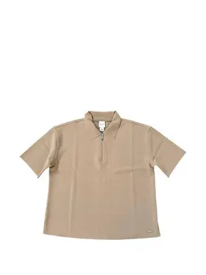 Calvin Klein Ss Tailored Knit Collar Zip Top