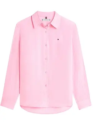 Tommy Hilfiger Linen Relaxed Ls Shirt - Pink