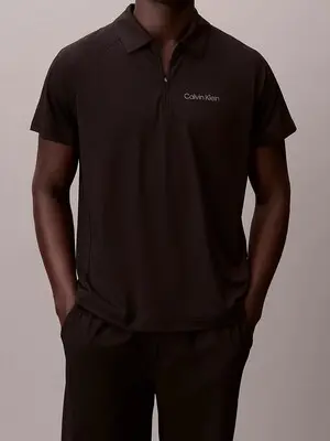 Calvin Klein Pique Zip Polo - Black
