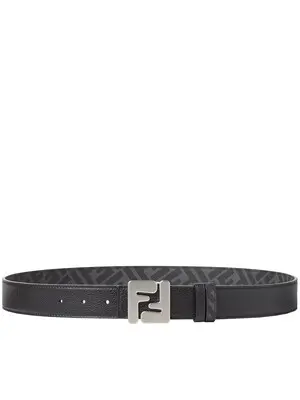 Fendi Leather Belt With Logo Buckle - Black