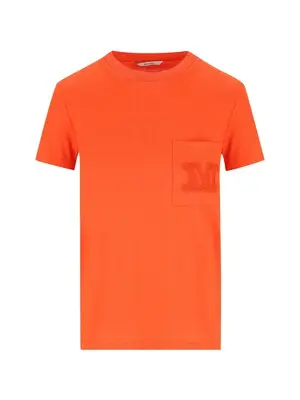 Max Mara Papaya Cotton T-shirt With Pocket Detail