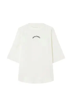 Palm Angels Curved Logo Over Tee - White