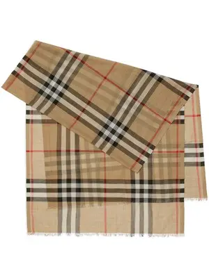 Burberry Check Wool And Silk Scarf - Brown