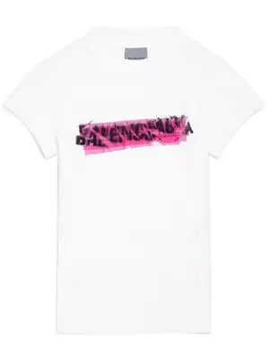 Balenciaga Graphic Print Cotton T-shirt - White
