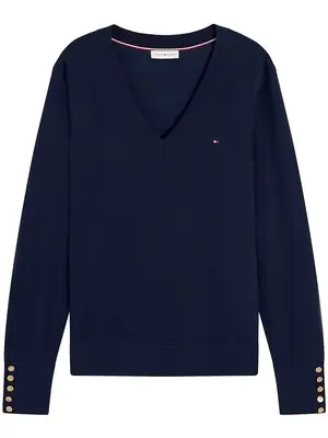 Tommy Hilfiger Sweater Co Jersey Fine Gg V-nk Ls - Blue