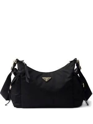 Prada Explore Large Bag In Re-nylon And Leather - Black