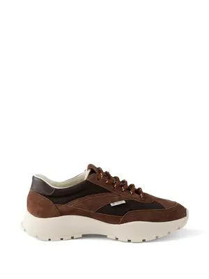 Prada Mesh And Suede Sneakers - Brown