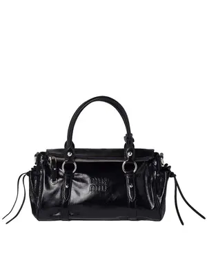 Miu Miu Shiny Leather Handheld Bag - Black