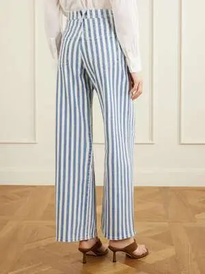 Veronica Beard Taylor Striped High-rise Wide-leg Jeans