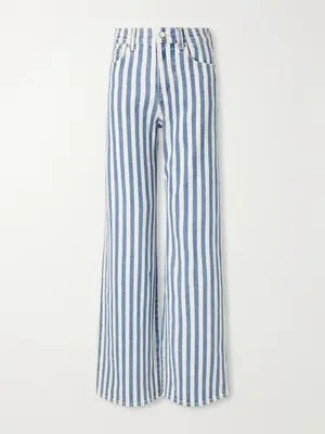 Veronica Beard Taylor Striped High-rise Wide-leg Jeans - Blue