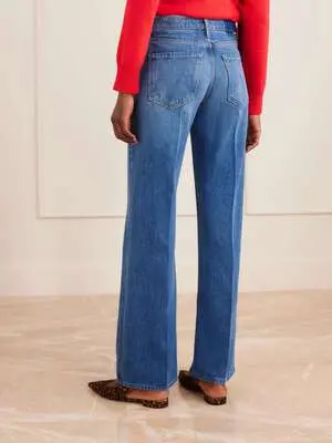 MOTHER The Mid Rise Lasso Sneak Straight-leg Jeans - Dark Denim