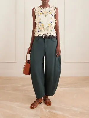 Sea Odessa Belted Cotton Wide-leg Pants