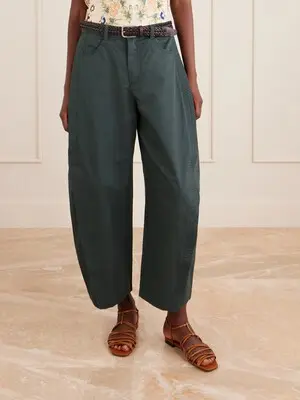Sea Odessa Belted Cotton Wide-leg Pants - Green