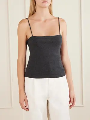 ST. AGNI Organic Cotton-jersey Square Neck Tank - Gray