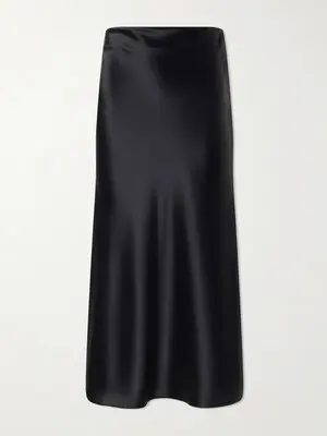 Galvan Valetta Satin Midi Skirt - Black