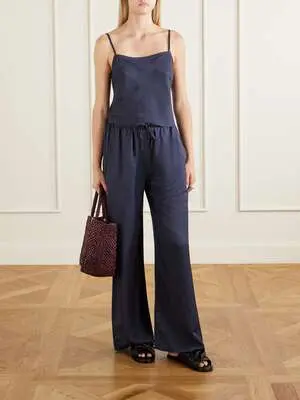 LESET Daniel Satin Wide-leg Pants