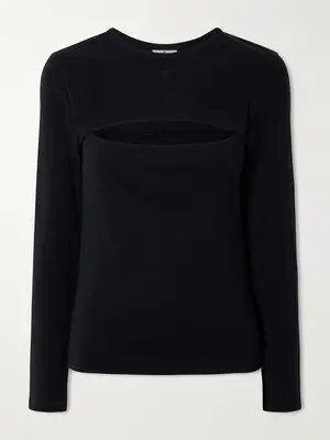 COURREGES Courrèges Slash Logo-embroidered Cut-out Cotton Shirt - Black