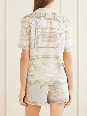 Tory Burch Printed Cotton-voile Shirt - Neutrals
