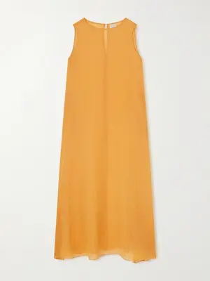 LESET Niko Ramie-gauze Sleeveless Maxi Dress - Orange