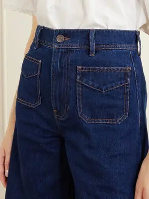 Veronica Beard Carter Cotton And Silk-blend Denim Shorts - Blue