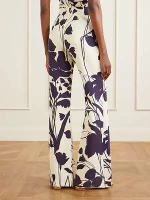 Cara Cara Pisa Floral-print Stretch-crepe Wide-leg Pants