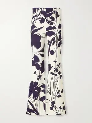 Cara Cara Pisa Floral-print Stretch-crepe Wide-leg Pants - Ivory