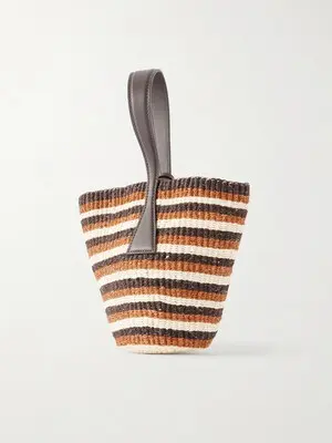 LIFFNER Leather-trimmed Striped Sisal Tote