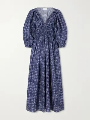 MATTEAU Matteau Shirred Paisley-Print Organic Cotton Midi Dress