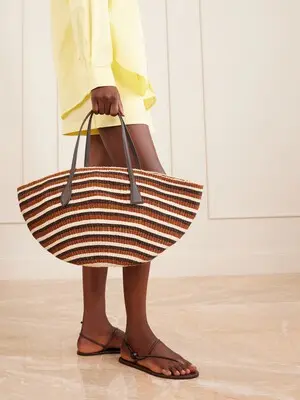 LIFFNER Sprout Striped Leather-trimmed Sisal Tote