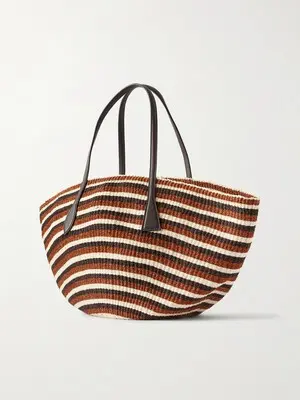 LIFFNER Sprout Striped Leather-trimmed Sisal Tote