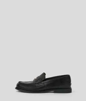 Karl Lagerfeld Leather Penny Loafers - Black